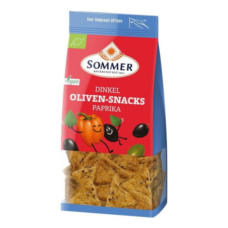 Biscuiti bio cu masline si ardei rosu, 150g - Sommer - Biomag.ro