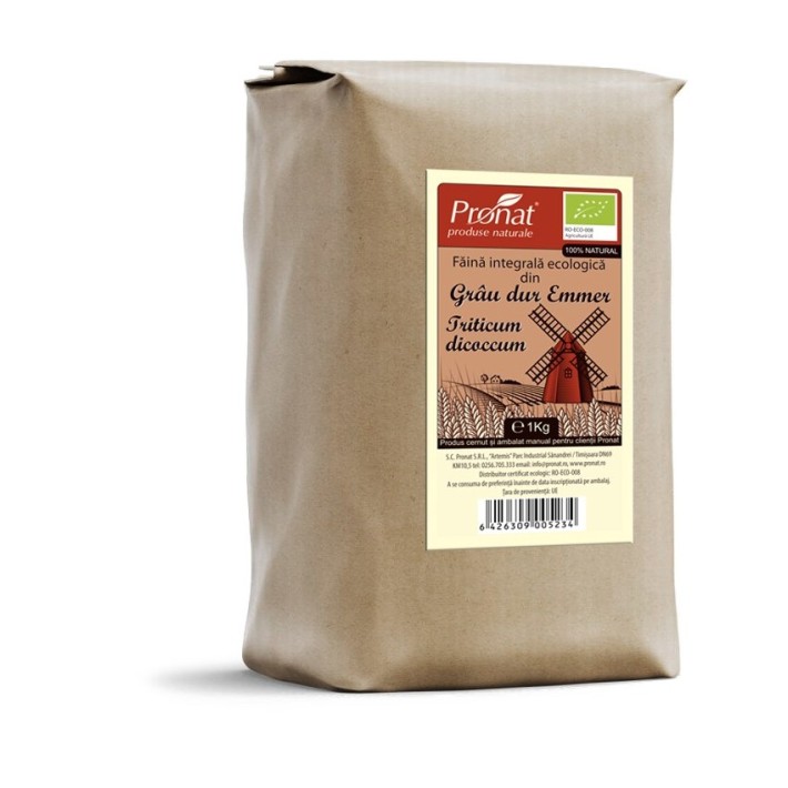 Faina integrala bio din grau emmer 1kg - Pronat Paper Pack - Biomag.ro