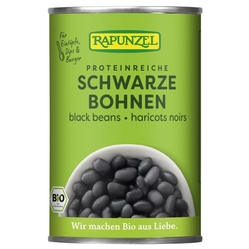 Fasole neagra la conserva - 400 g - Rapunzel - Biomag.ro