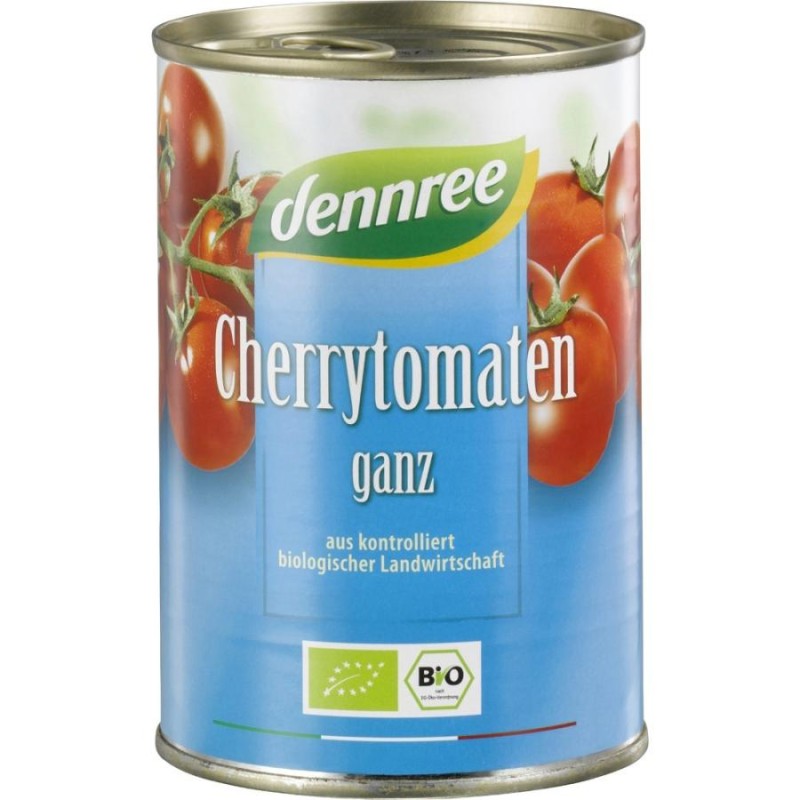 Rosii cherry intregi la conserva - 400 g - Dennree - Biomag.ro